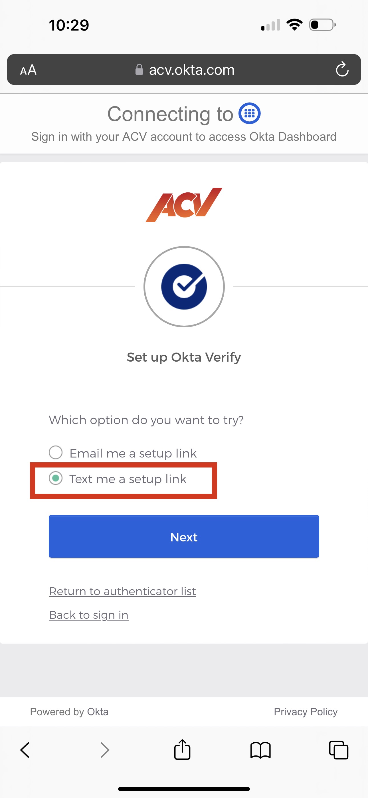 Okta Verify Setup On Iphone Android Acv Auctions