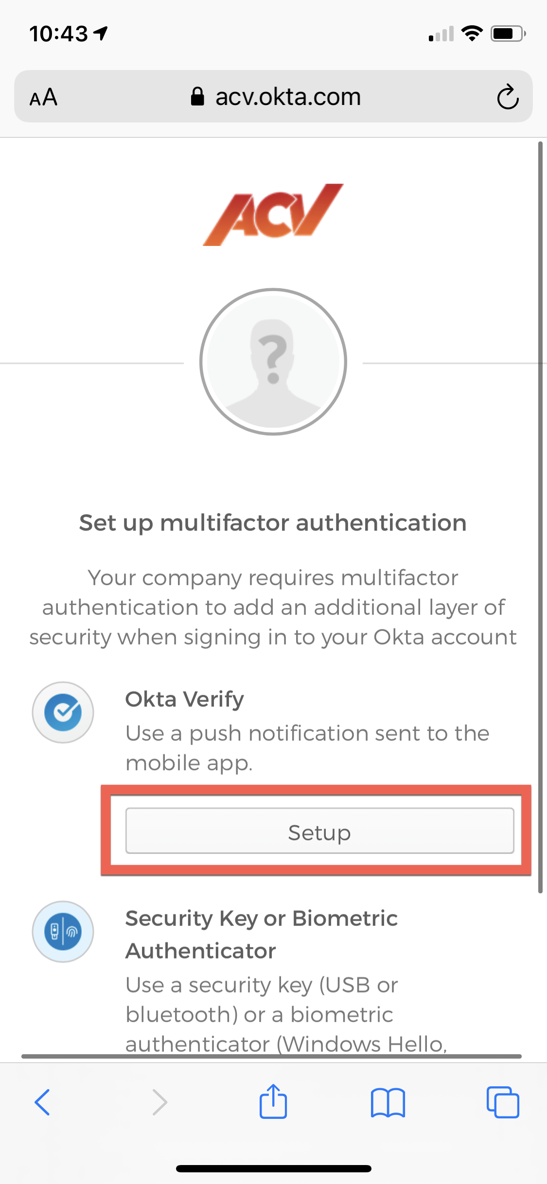Okta Verify Setup on iPhone/Android – ACV Auctions